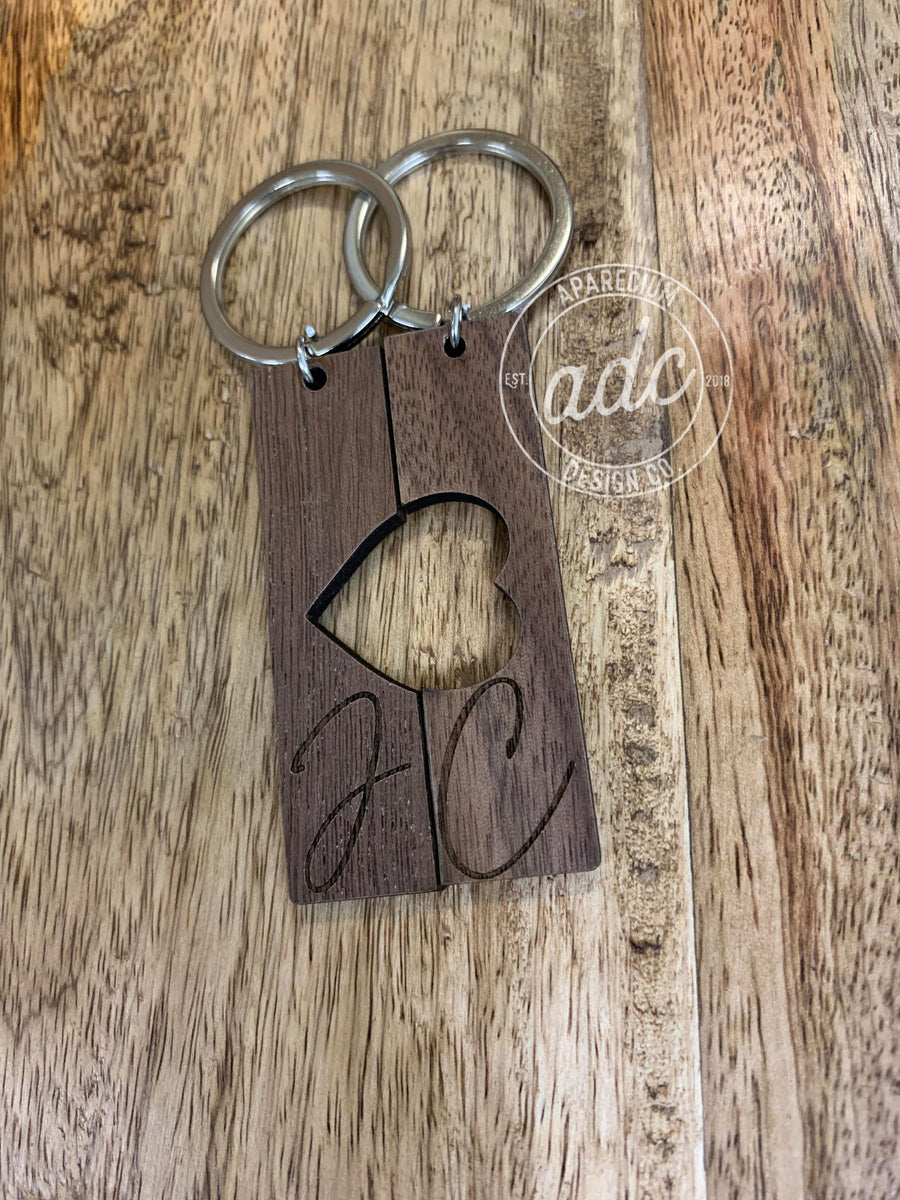 Wooden Heart Two Piece Keychain Laser Blank – ApareciumDesignCo.